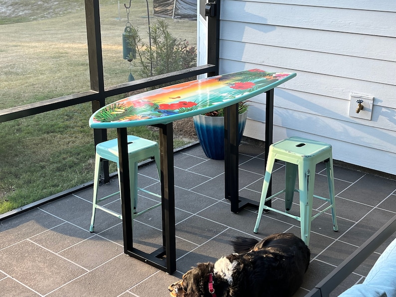 Surfboard Bar Top Table Top Surf Board Beach Decor Surf - Etsy