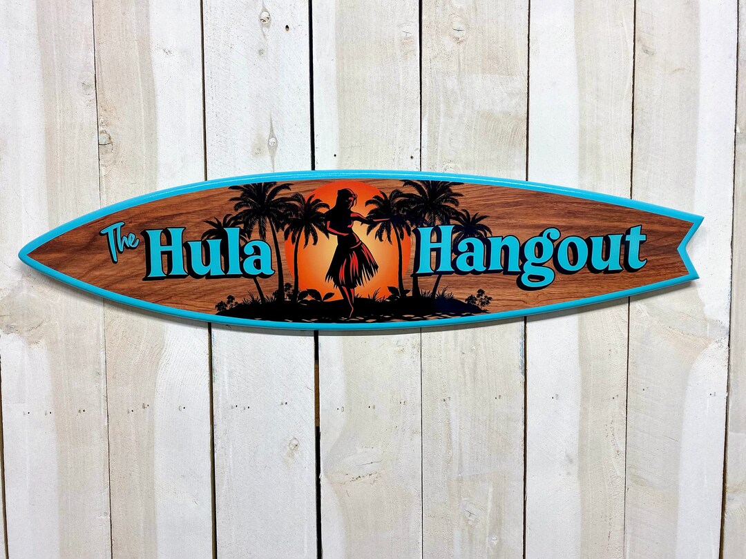Customized Surfboard Decor, Wall Art Personalized Hula Sign, Beach or ...