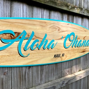 Surfboard Aloha, Hawaii Surfboard Wall Art Signs, Beach Tiki Decor Gift ...