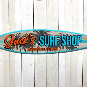 Surfboard Decor, Wall Art Personalized, SURF SHOP Sign, Beach or Tiki ...