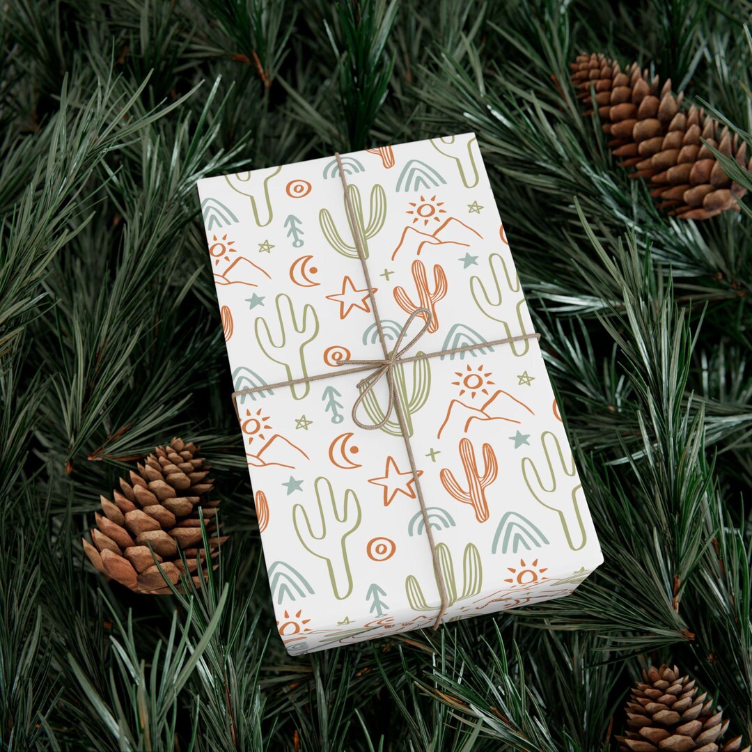 Desert Cactus Pattern Gift Wrap Papers | Southwestern Cactus Wrapping ...