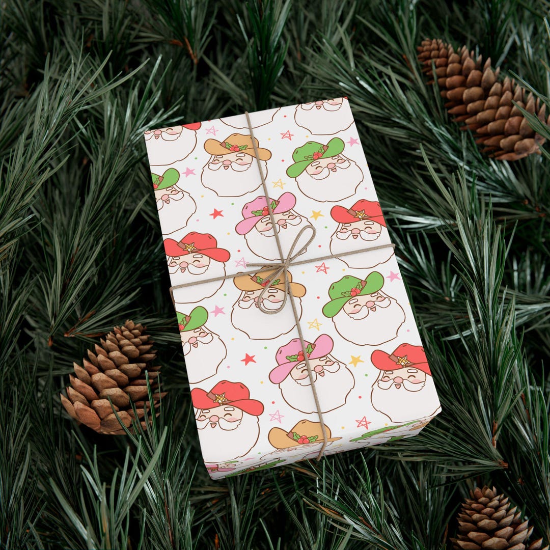Santa Faces Gift Wrap Paper | Christmas Wrapping Paper, Cute Retro ...