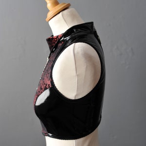Metallic Velvet PVC Crop Top, Futuristic Goth Sleeveless Vest - Etsy