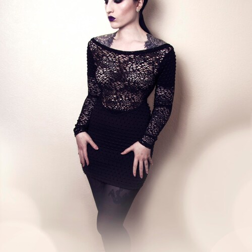 Cyber Goth Fishnet Mini Dress Small Futuristic Industrial Punk - Etsy