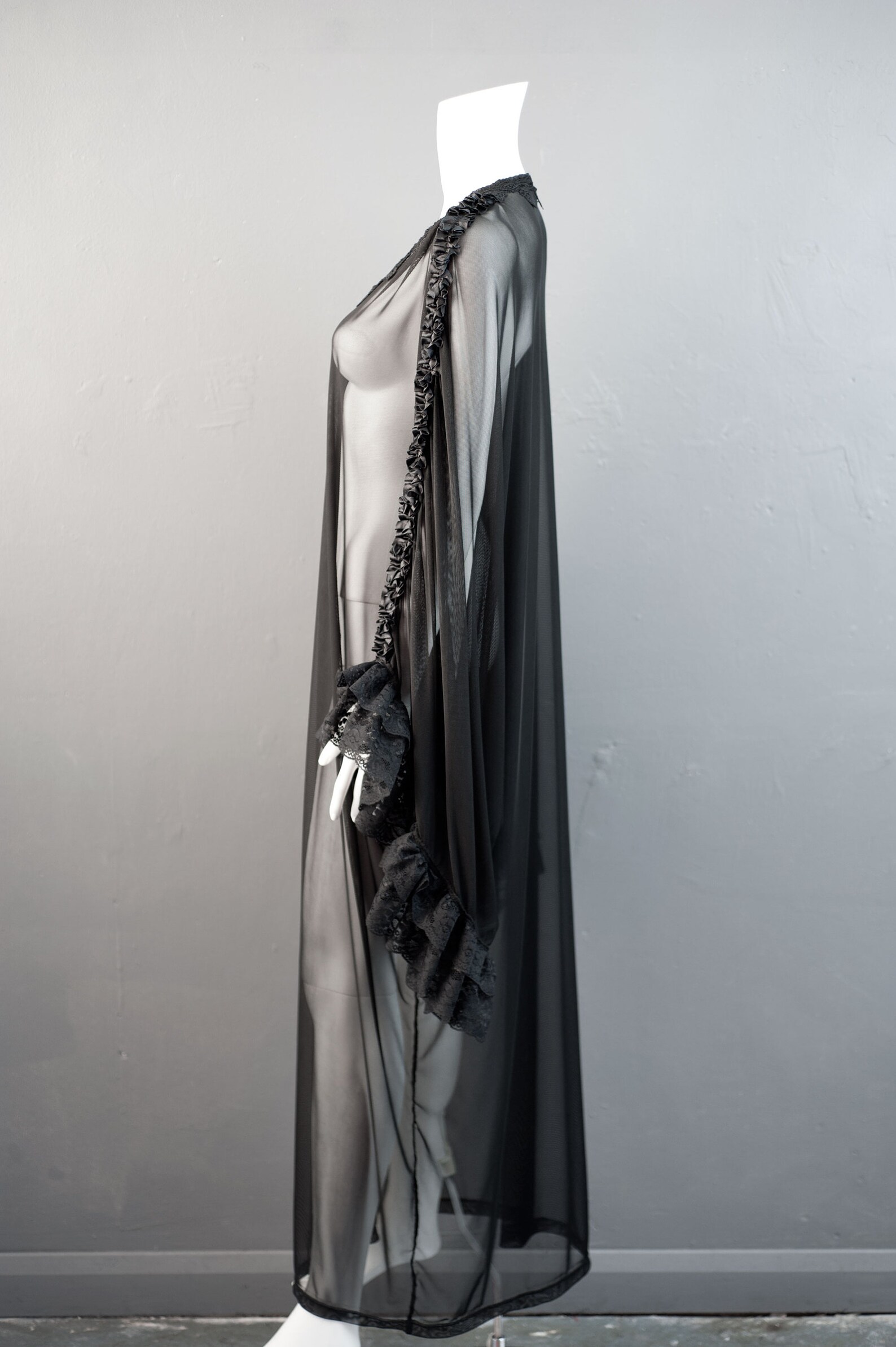 Gothic Mesh Kaftan, Sheer See Through Peignoir, Vampire Loungewear ...