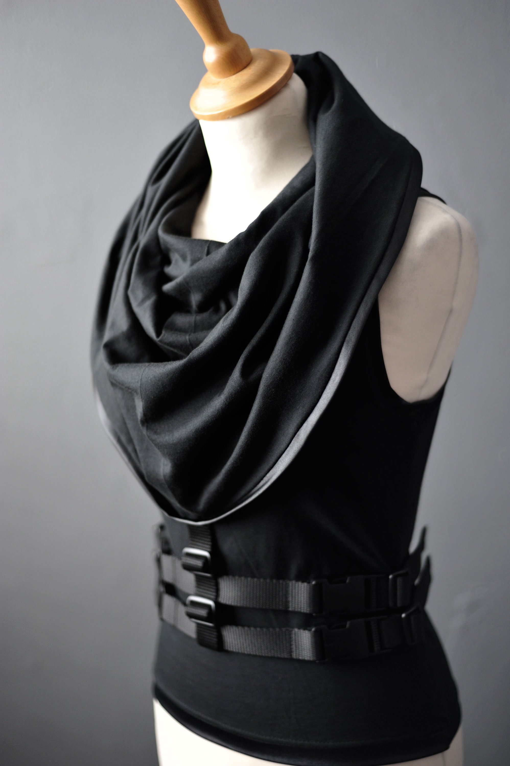 Cyber Futuristic Tank Vest Hooded Cowl Cotton Top - Etsy