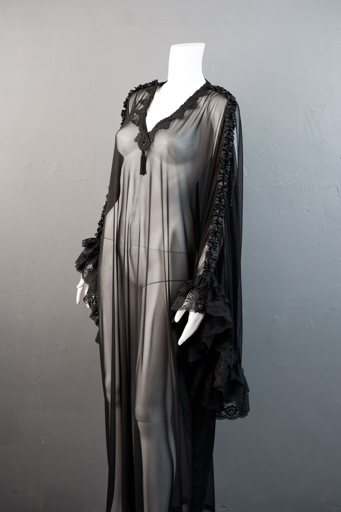 Gothic Mesh Kaftan Sheer See Through Peignoir Vampire - Etsy UK