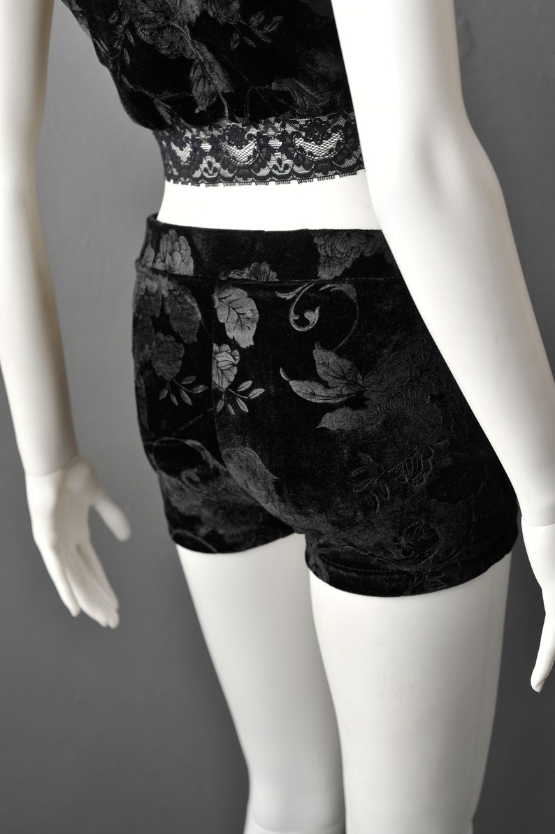 Gothic Rose Velvet Shorts Goth Stretch Hotpants up to Plus - Etsy