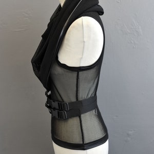 Cyber Futuristic Mesh Tank Hooded Cowl Net Top - Etsy