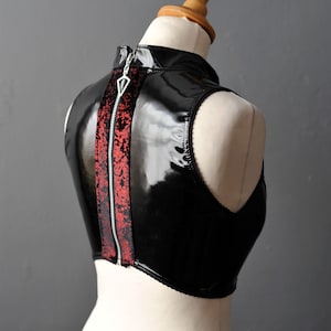 Metallic Velvet PVC Crop Top, Futuristic Goth Sleeveless Vest - Etsy