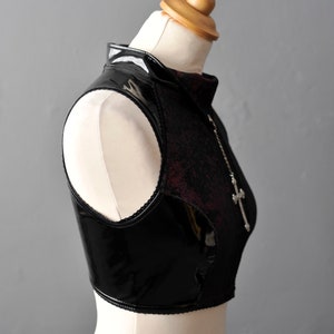 Metallic Velvet PVC Crop Top, Futuristic Goth Sleeveless Vest - Etsy
