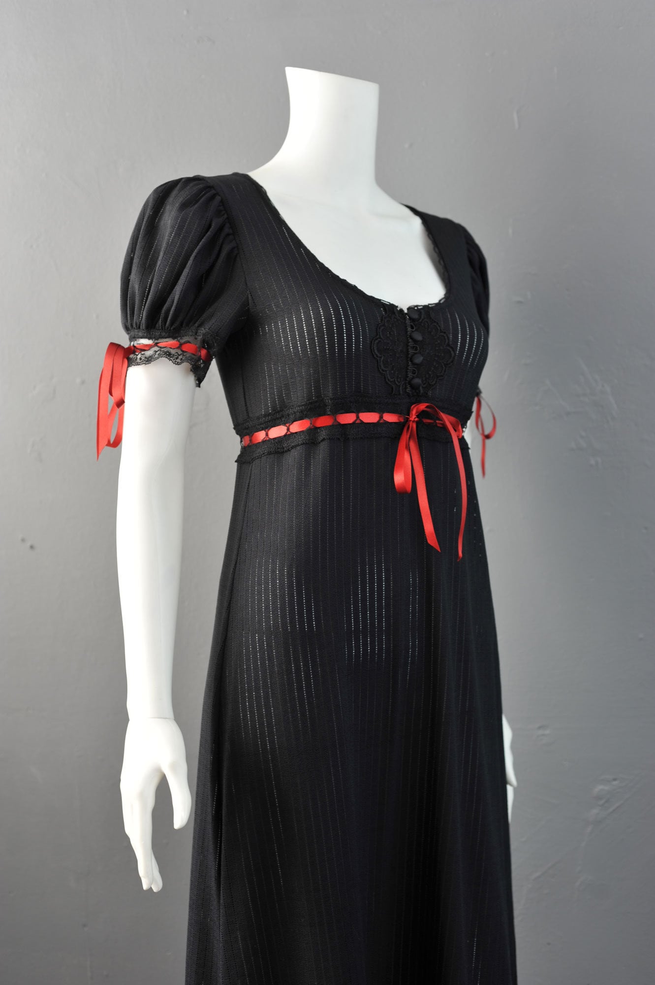 Empire Waist Lace Dress With Puff Sleeves Gothic Regency | Etsy