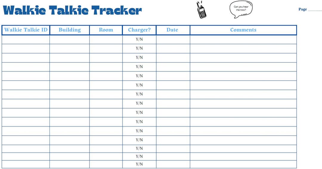 Printable Walkie Talkie Tracker - Etsy
