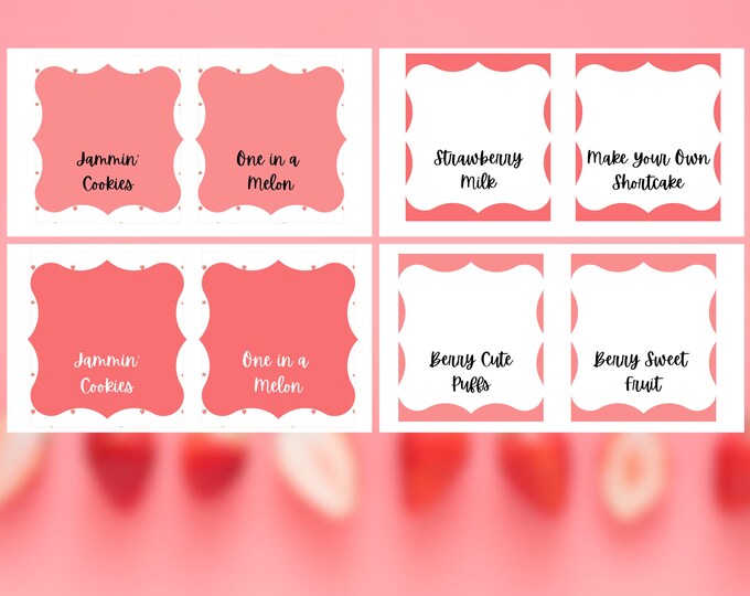 Berry First Birthday Printable Food Labels, Strawberry Birthday Place ...