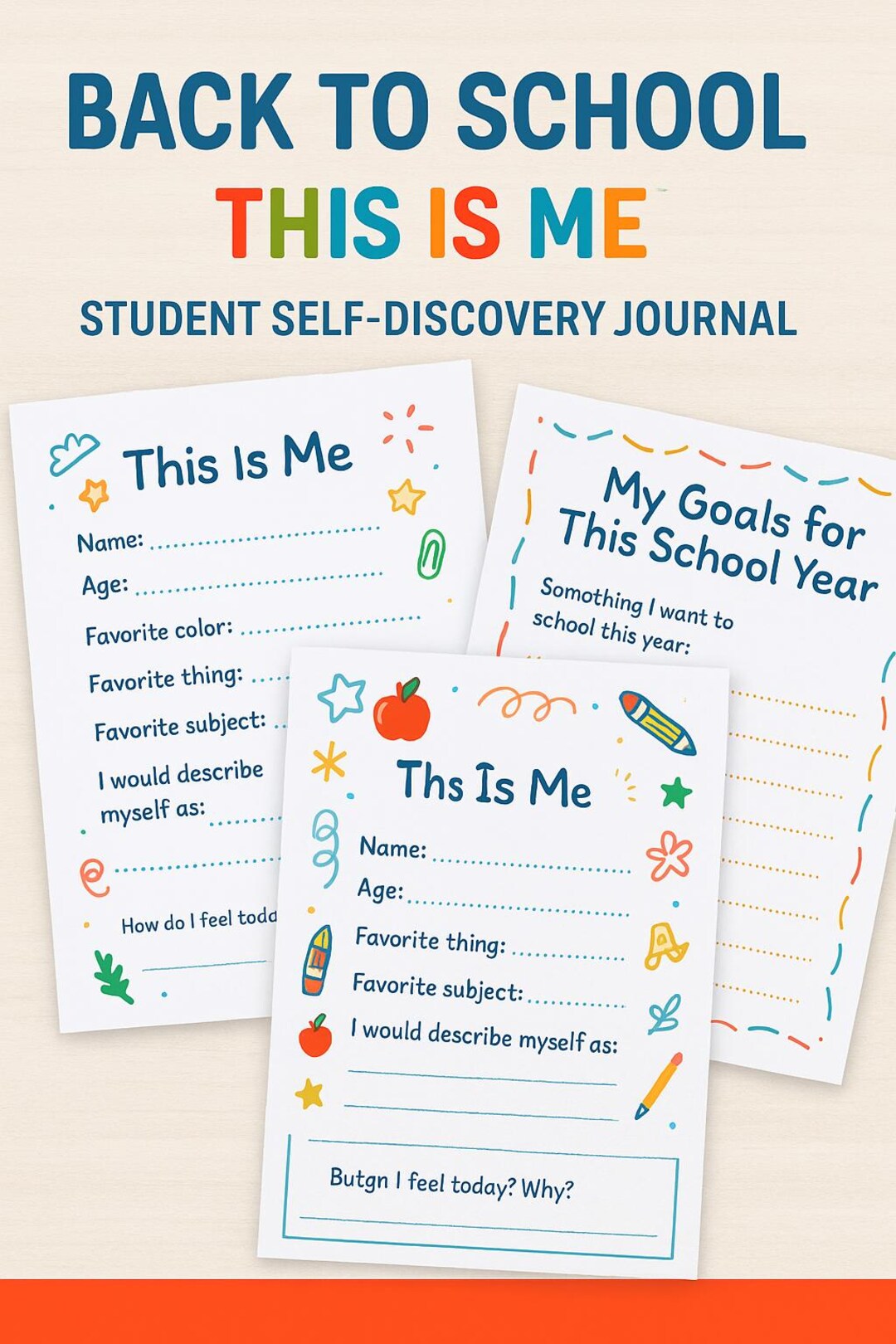 Back to School “this is Me!” Student Self-discovery Journal – Printable ...