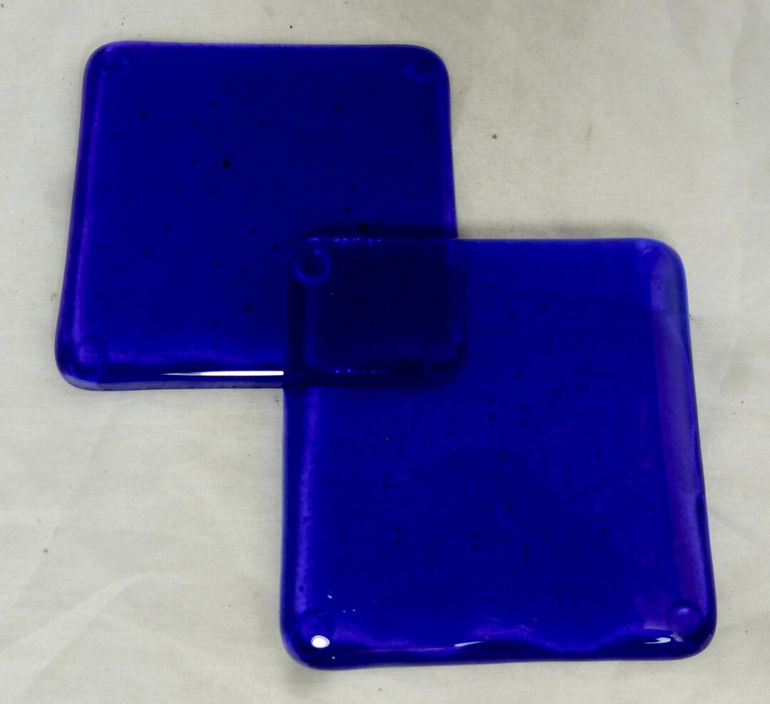 Handmade Cobalt Blue Transparent Glass Coasters With High Quality Art ...