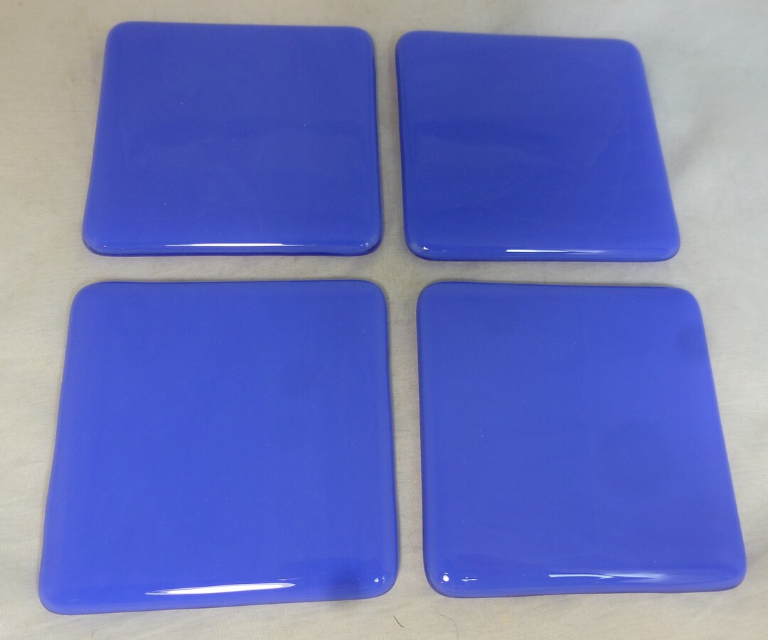Cobalt Blue Handmade Fused Glass Coasters Cool Blue Studio Art Glass ...