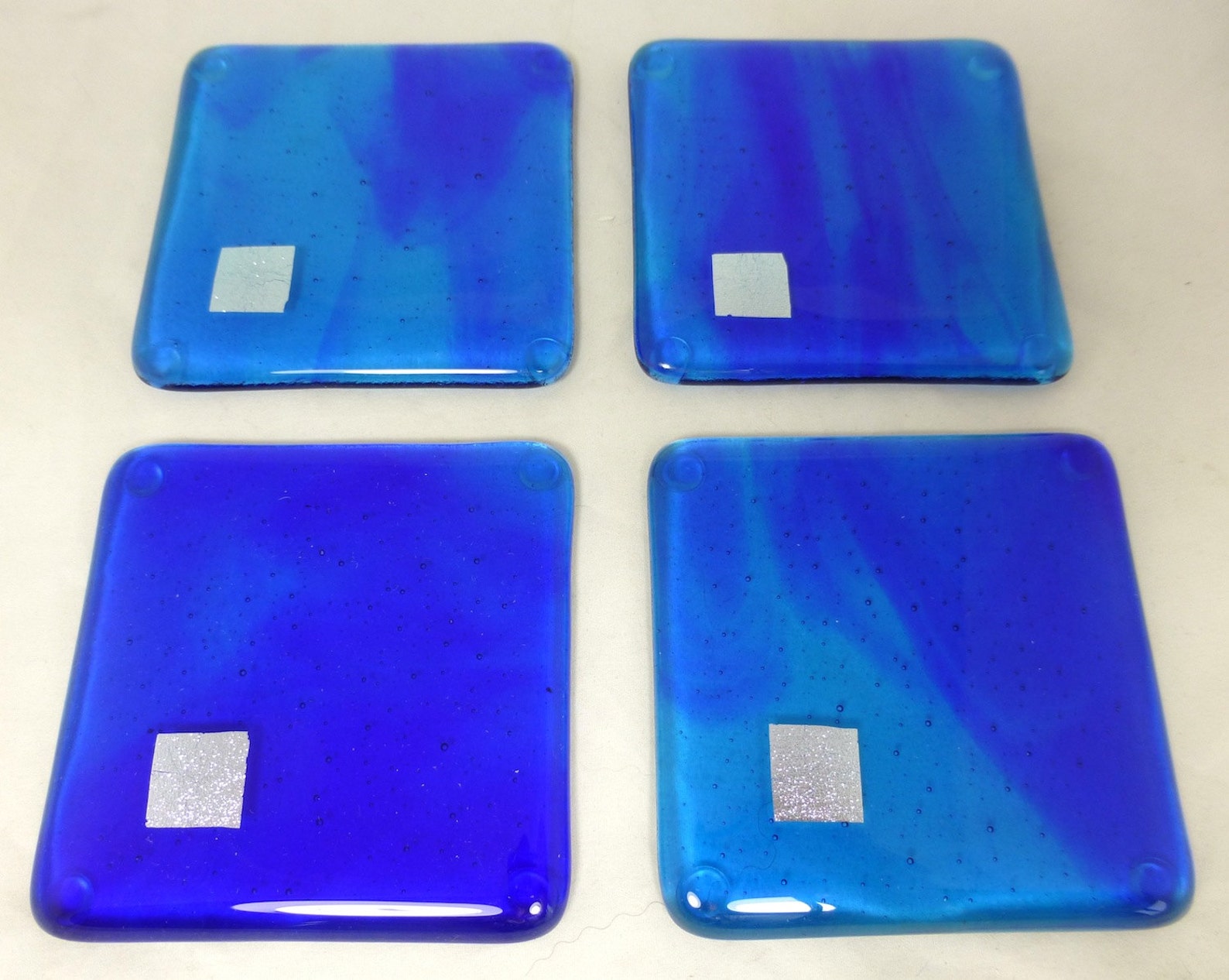 Cobalt Blue and Silver Handmade Glass Coasters Silver - Etsy