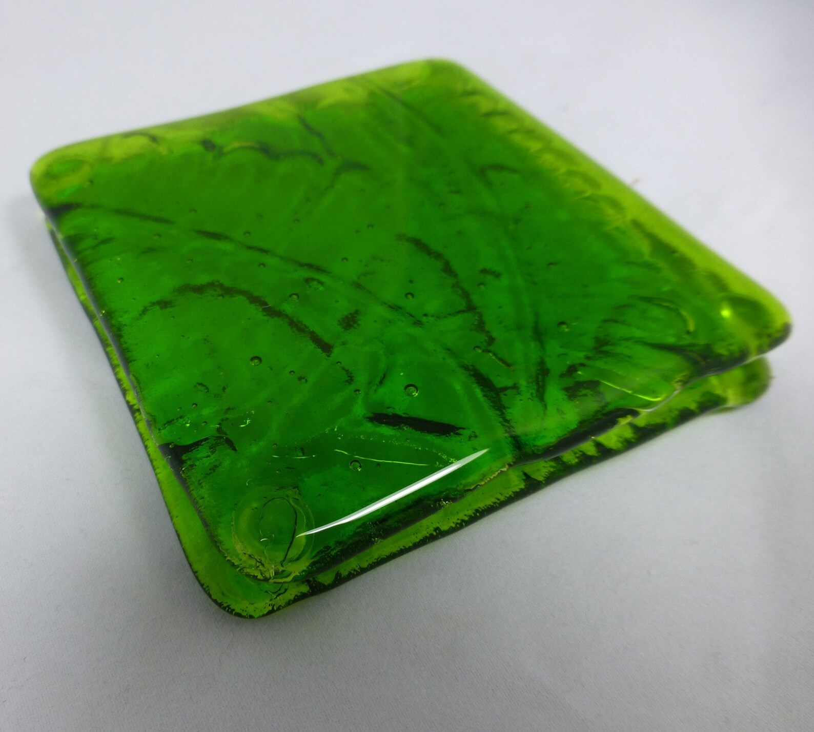 Fused Glass Coasters Spring Green Fern Frond Pattern - Set of Two ...