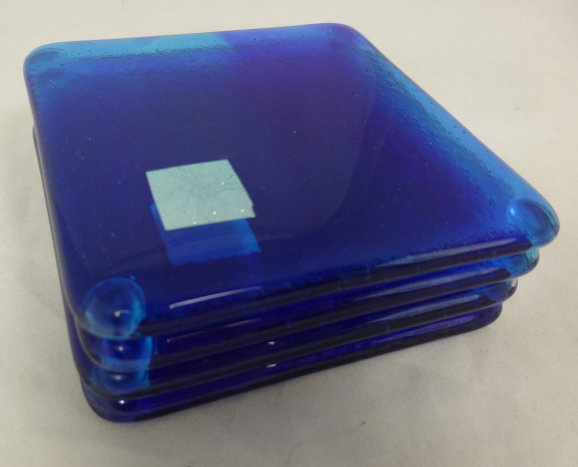 Cobalt Blue and Silver Handmade Glass Coasters Silver - Etsy
