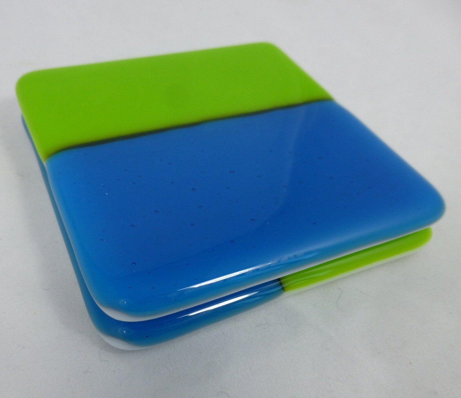 Hand Made Glass Coasters in Fun Turquoise and Zingy Spring | Etsy