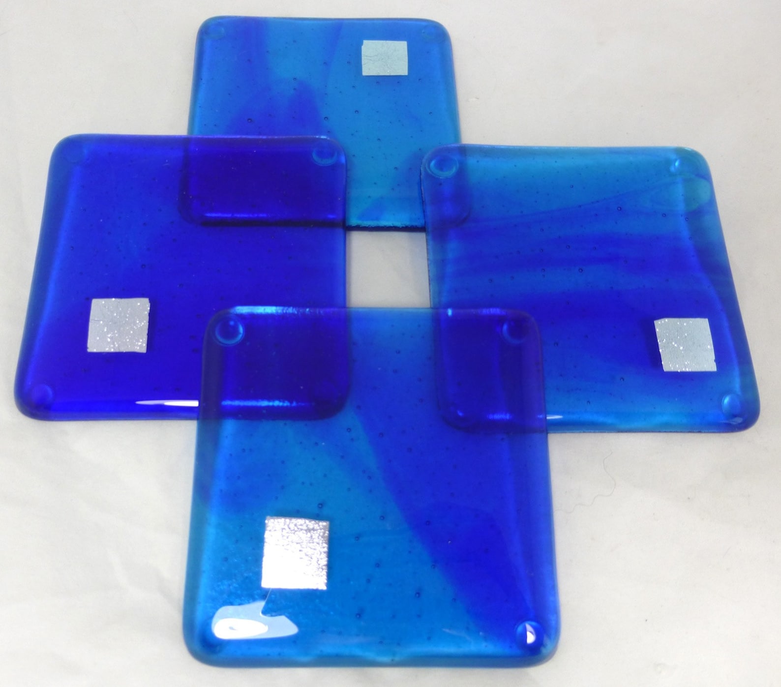 Cobalt Blue and Silver Handmade Glass Coasters Silver - Etsy