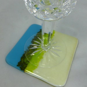 Cream and Baby Blue With Spring Green Accents Handmade Studio Glass ...
