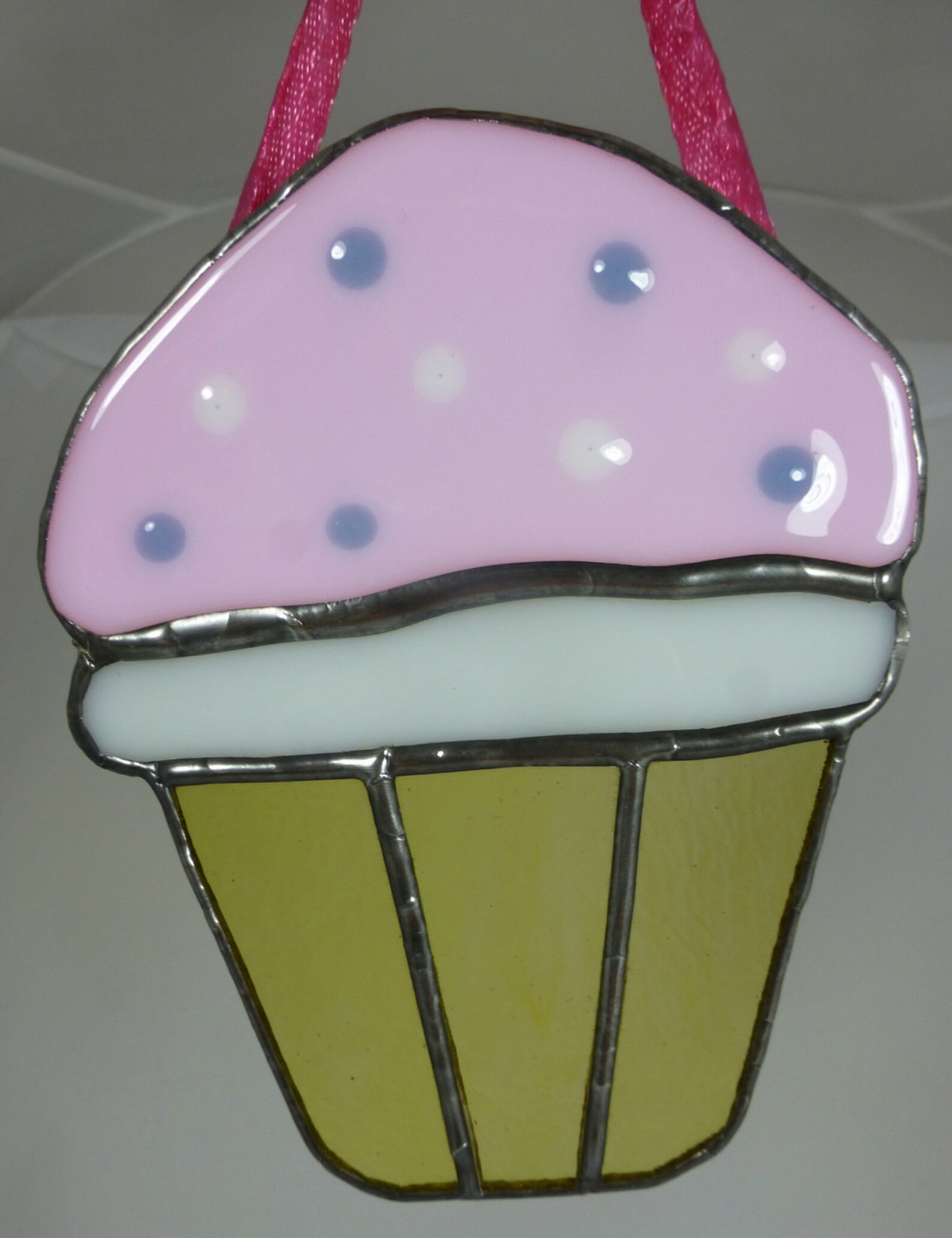 Stained Glass Cupcake With Fused Rose Pink Icing - Etsy