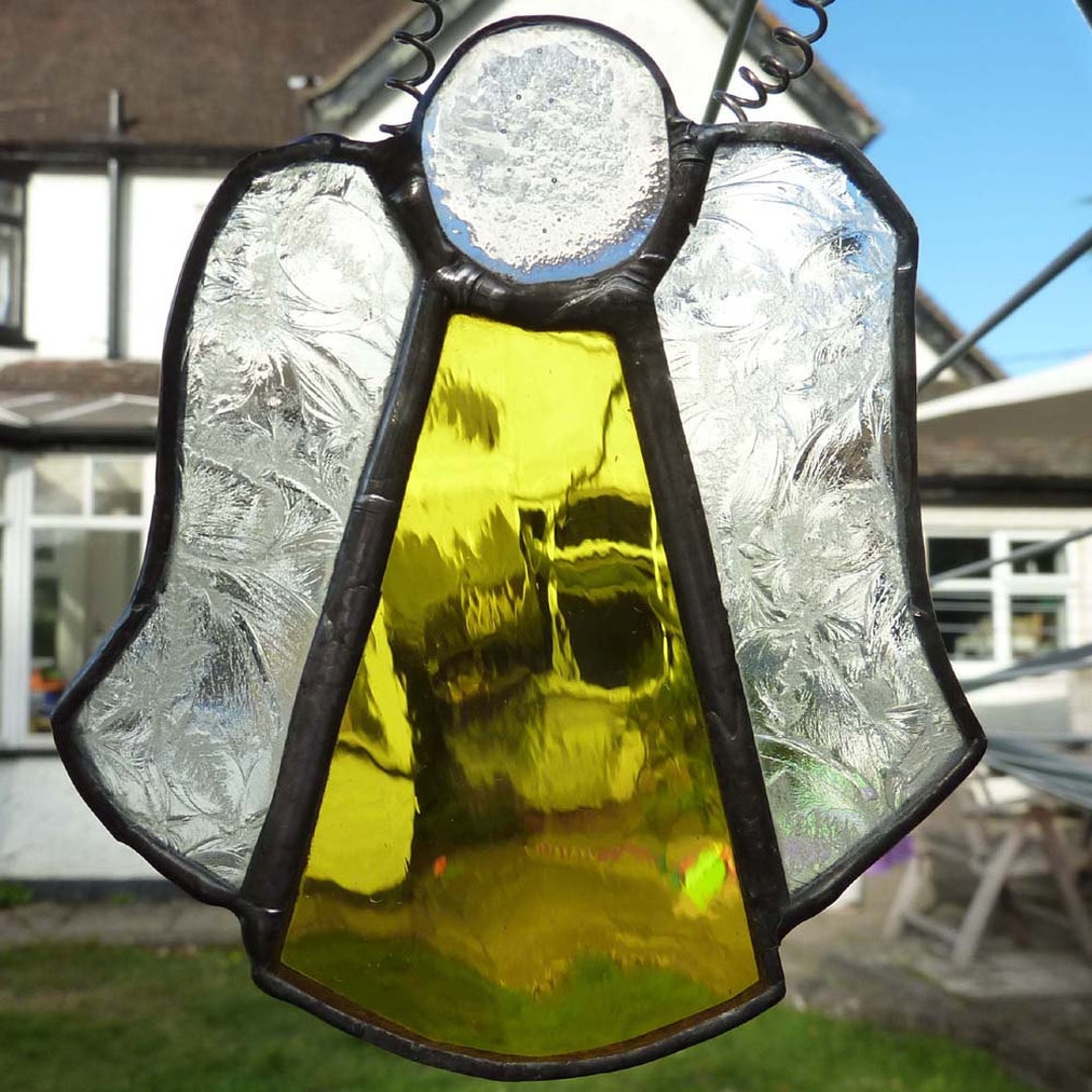 Golden Stained Glass Christmas Angel Festive Hand Made Stained Glass ...