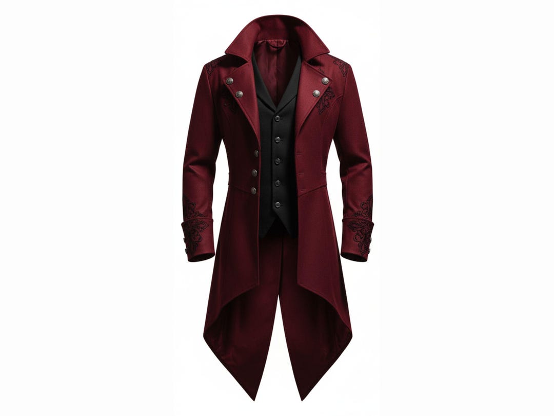 Elegant Gothic Vampire Coat | Red & Black Victorian Steampunk Tailcoat ...