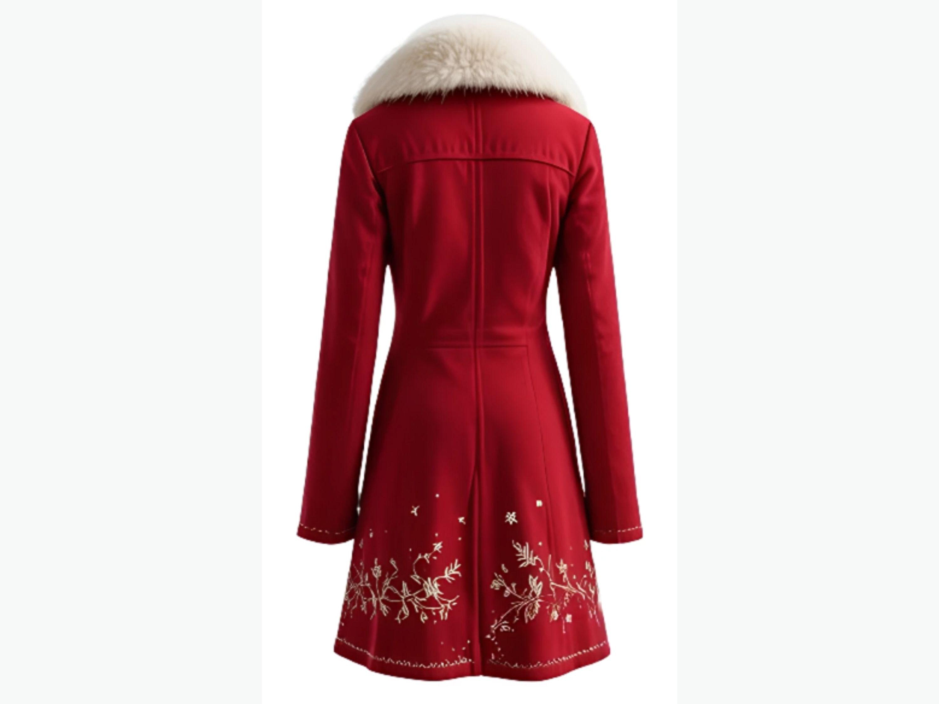 Christmas Red Wool Blend Coat for Women | Winter Holiday Coat With Faux ...