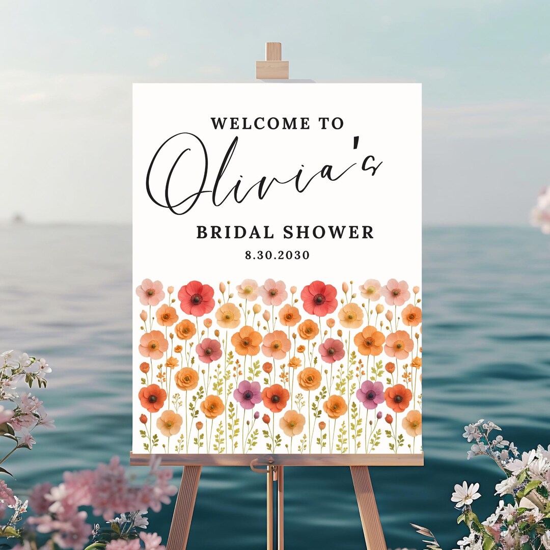 Editable Wildflower Welcome Sign Template, Printable Bridal Shower ...