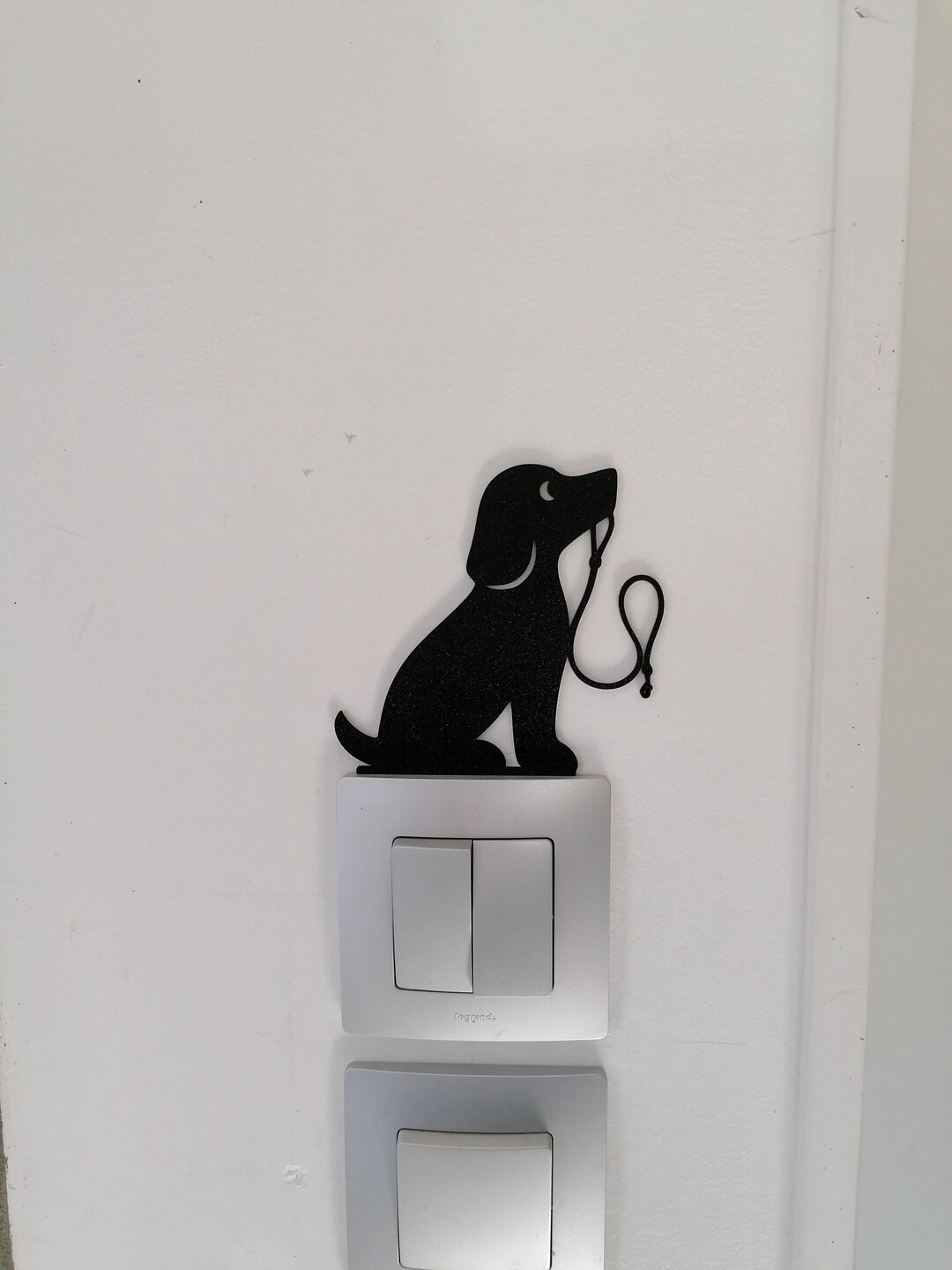 Dog-shaped Light Switch Decoration – Dog Holding a Leash – 3D Printed ...
