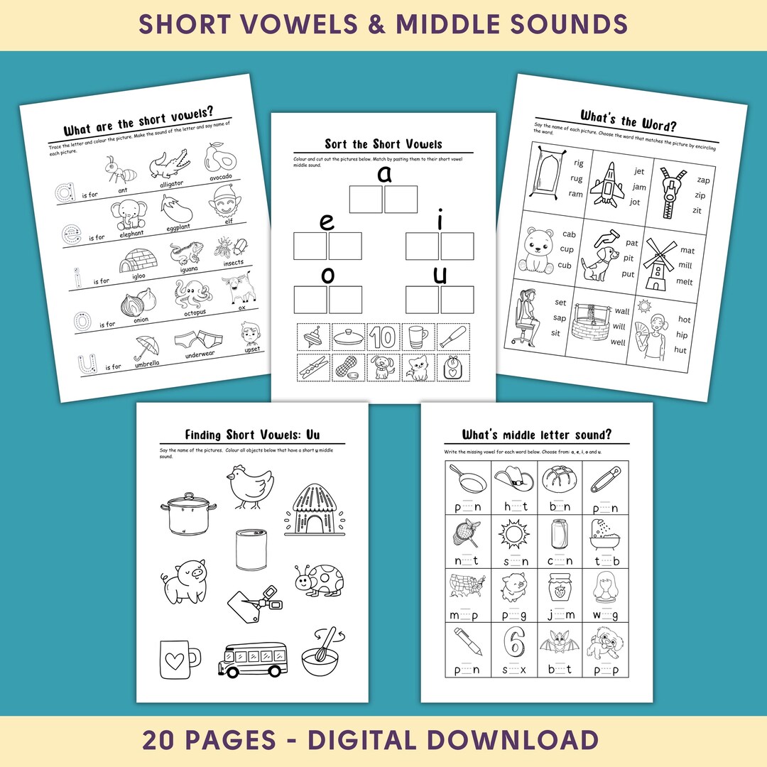 Middle Sound Short Vowel Preschool Curriculum Printable Homeschool ...