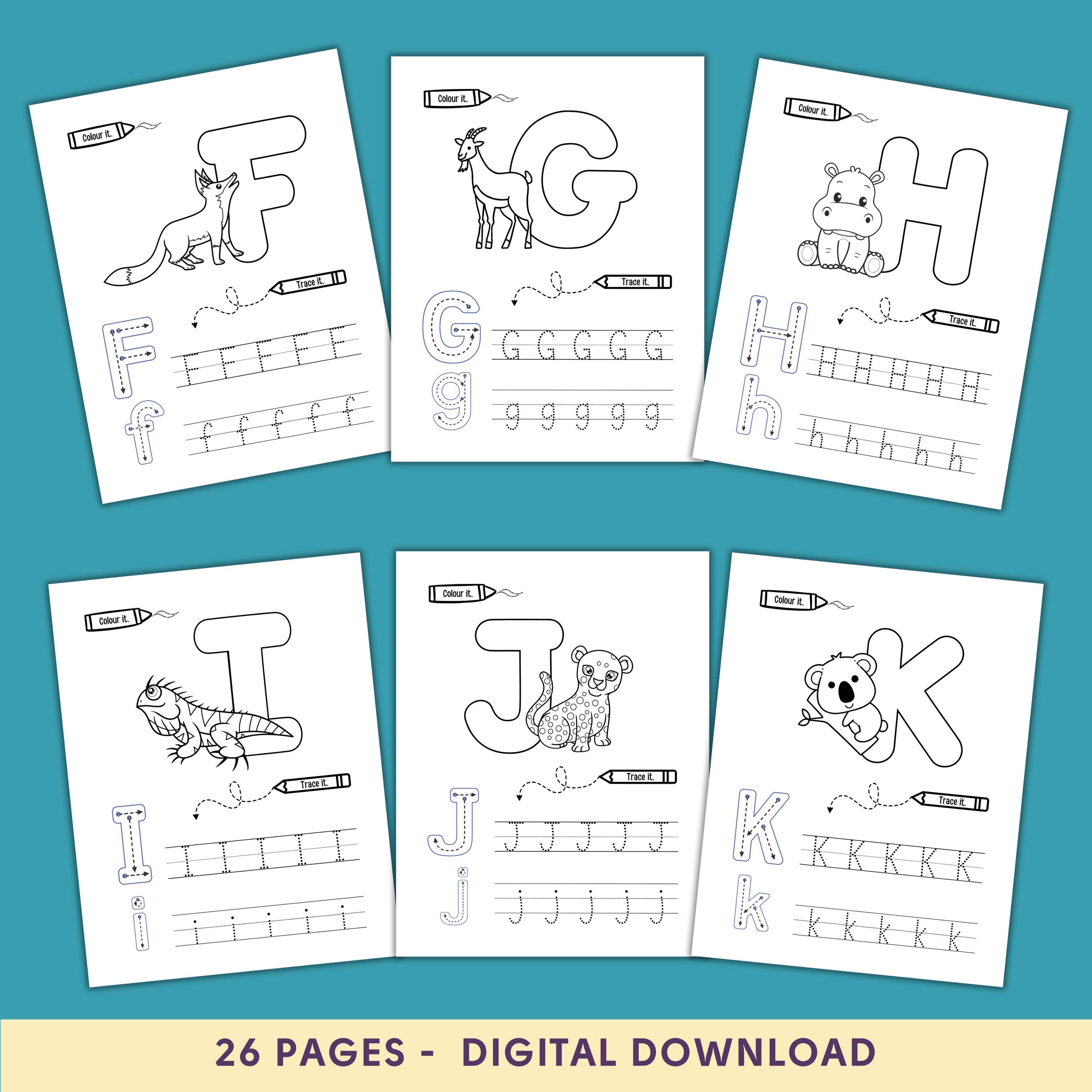 Animal Alphabet Tracing Coloring Pages Printable Homeschool Printables ...