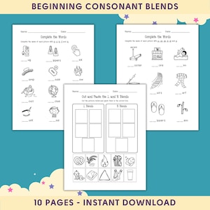 Consonant Blends L-blends R-blend Digraph Phonics Reading Sight Words ...