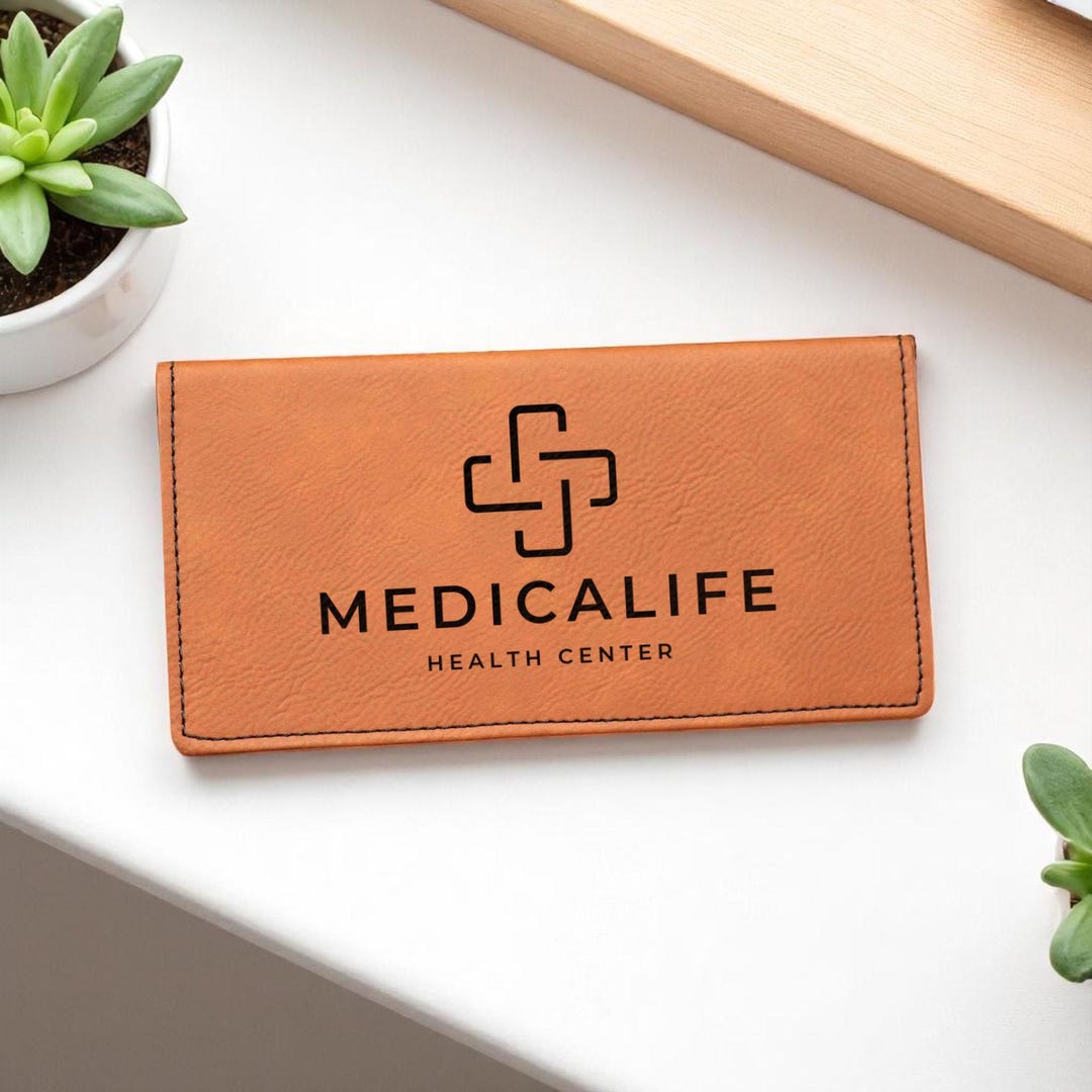 Custom Logo Checkbook Cover, Personalized Leather Checkbook Holder With ...