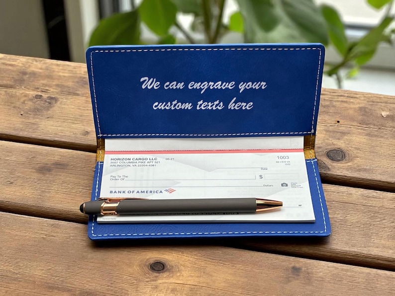 Custom Leather Checkbook Cover – Personalized Checkbook Wallet, Vegan ...