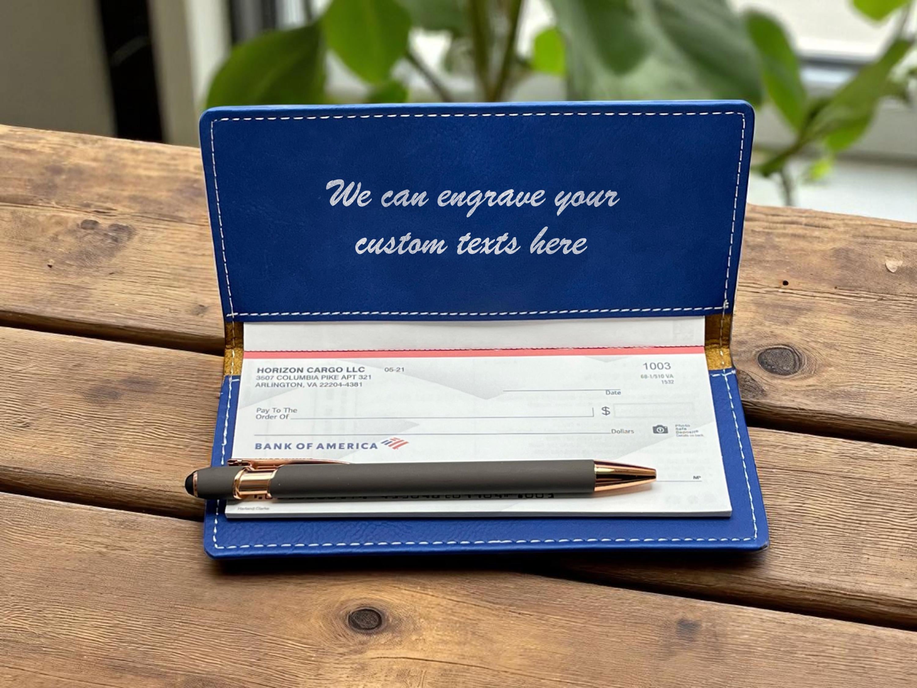 Custom Leather Checkbook Cover – Personalized Checkbook Wallet, Vegan ...