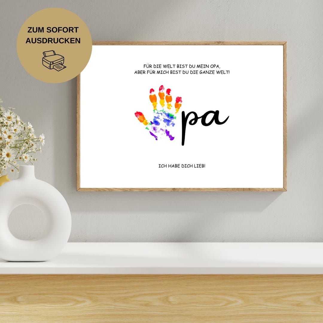 Grandpa's Handprint Template | Digital Download Gift | DIY Children's ...