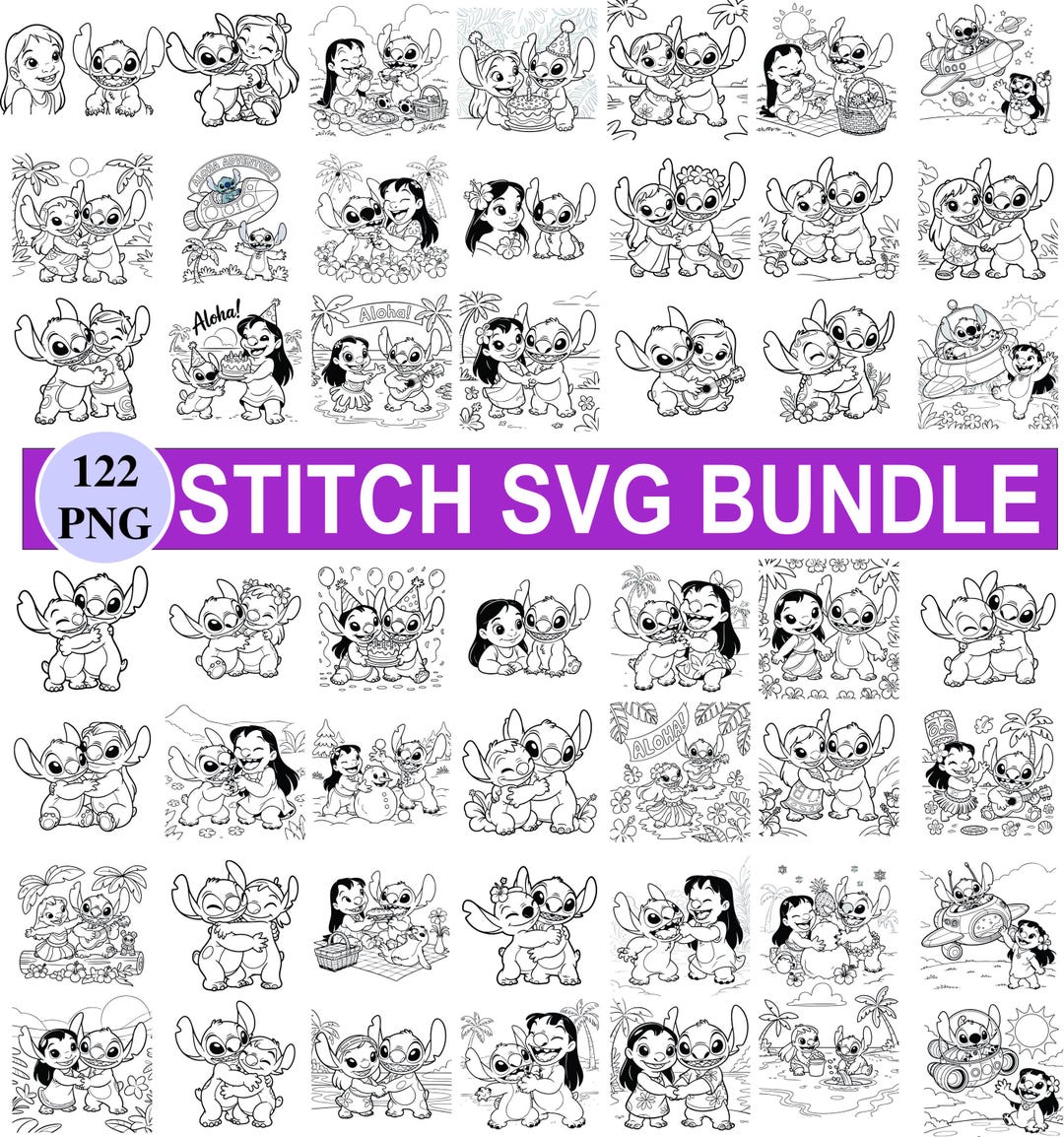 122 Stitch Files Bundle: SVG, PNG, Clipart - Cricut & Silhouette - Etsy