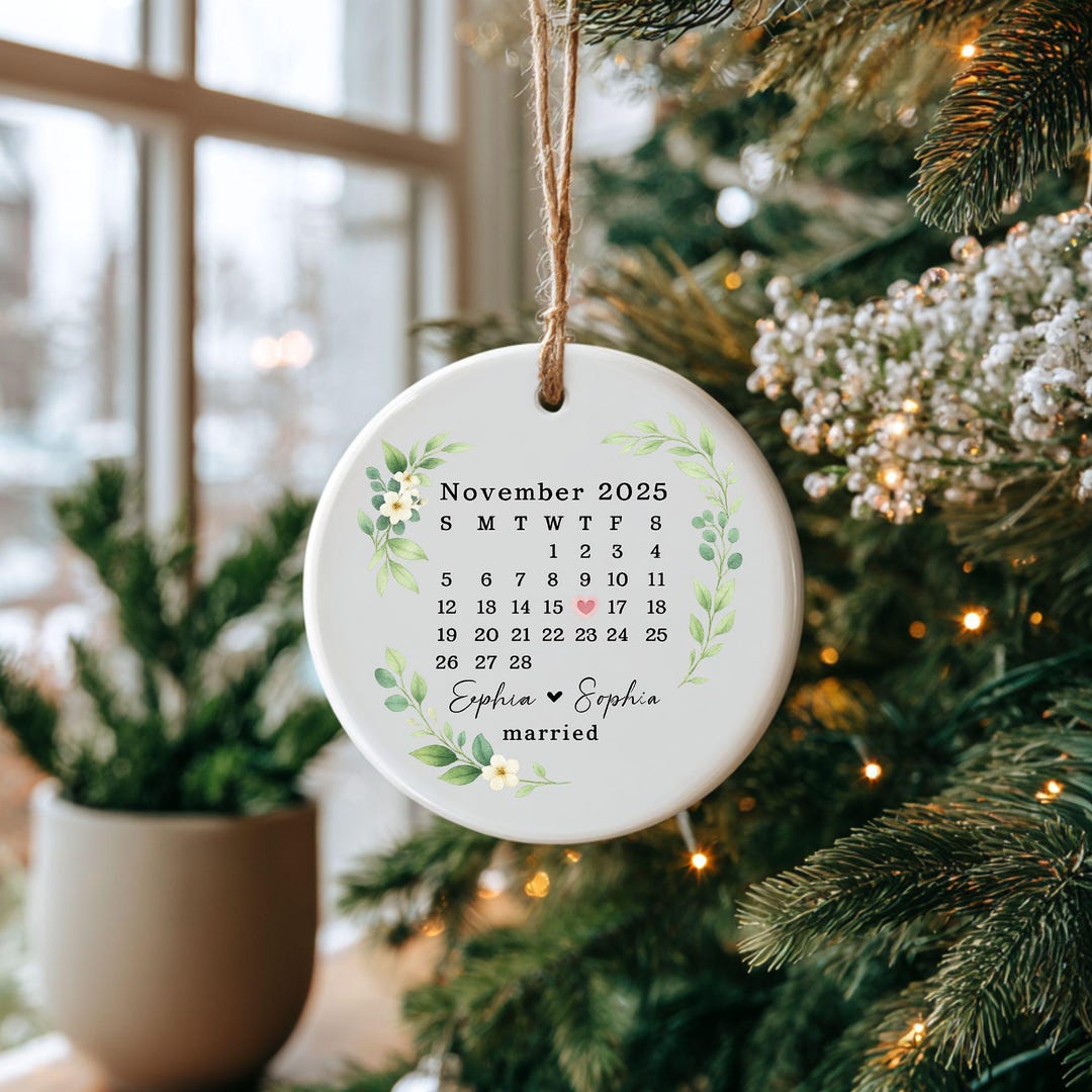 Personalized Wedding Date Calendar Gift, Wedding Date Ceramic Ornament ...