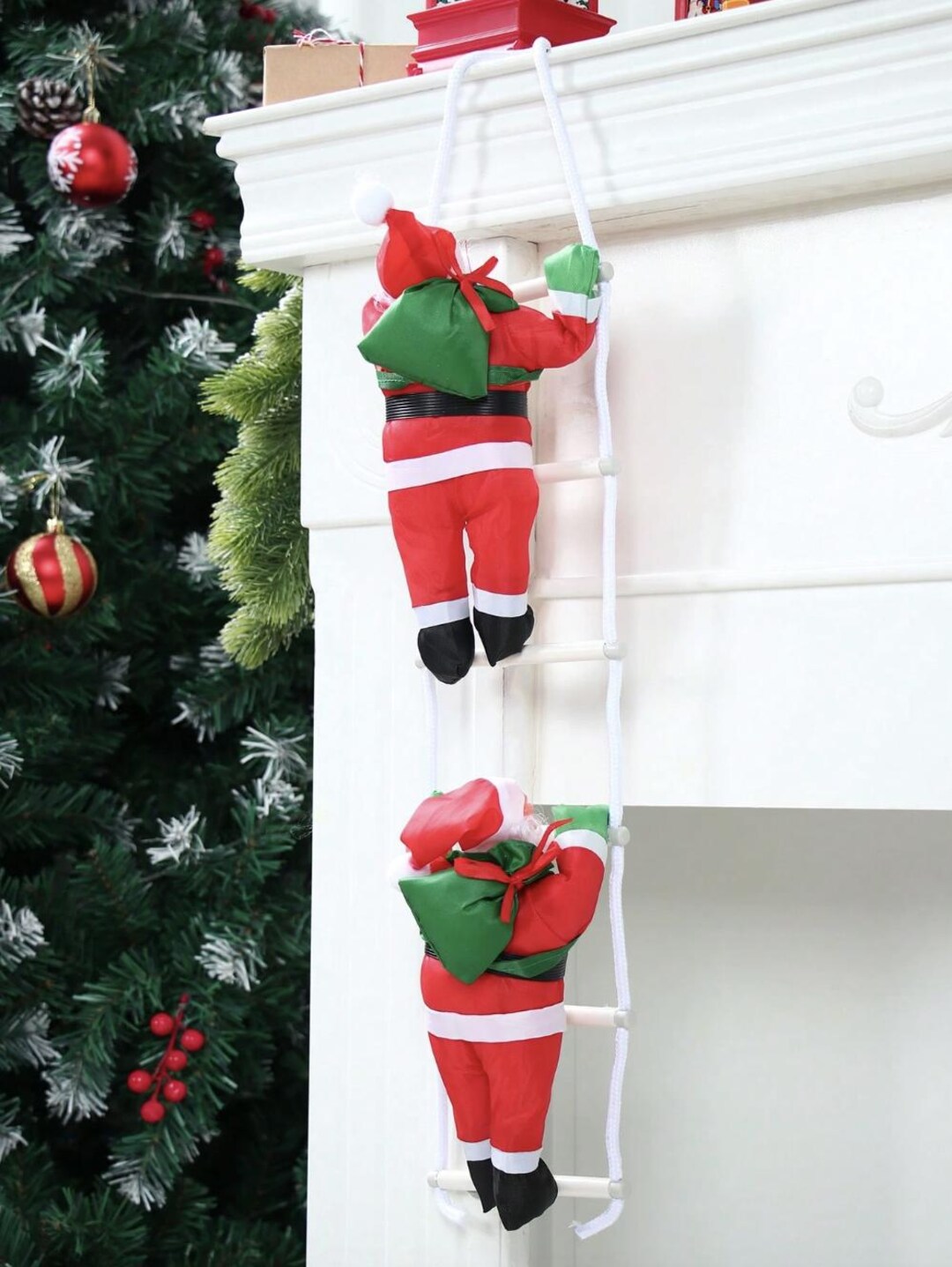 Climbing Santa Ladder Decoration, Hanging Santa Ornament, Christmas ...