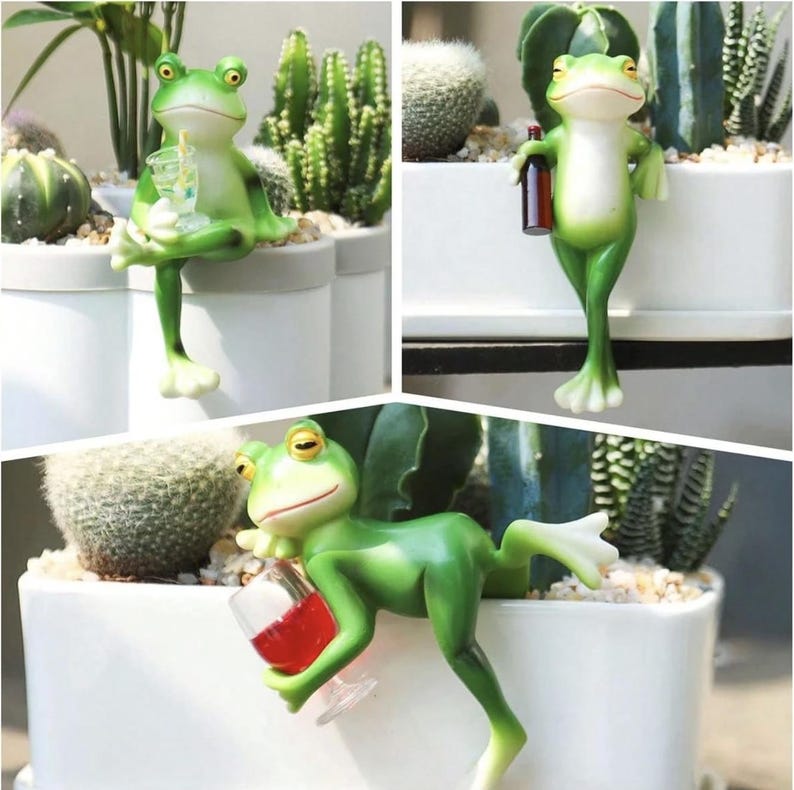 Funny Drunk Frog Flower Pot Hanger – Set of 3 Cute Garden Frogs ...