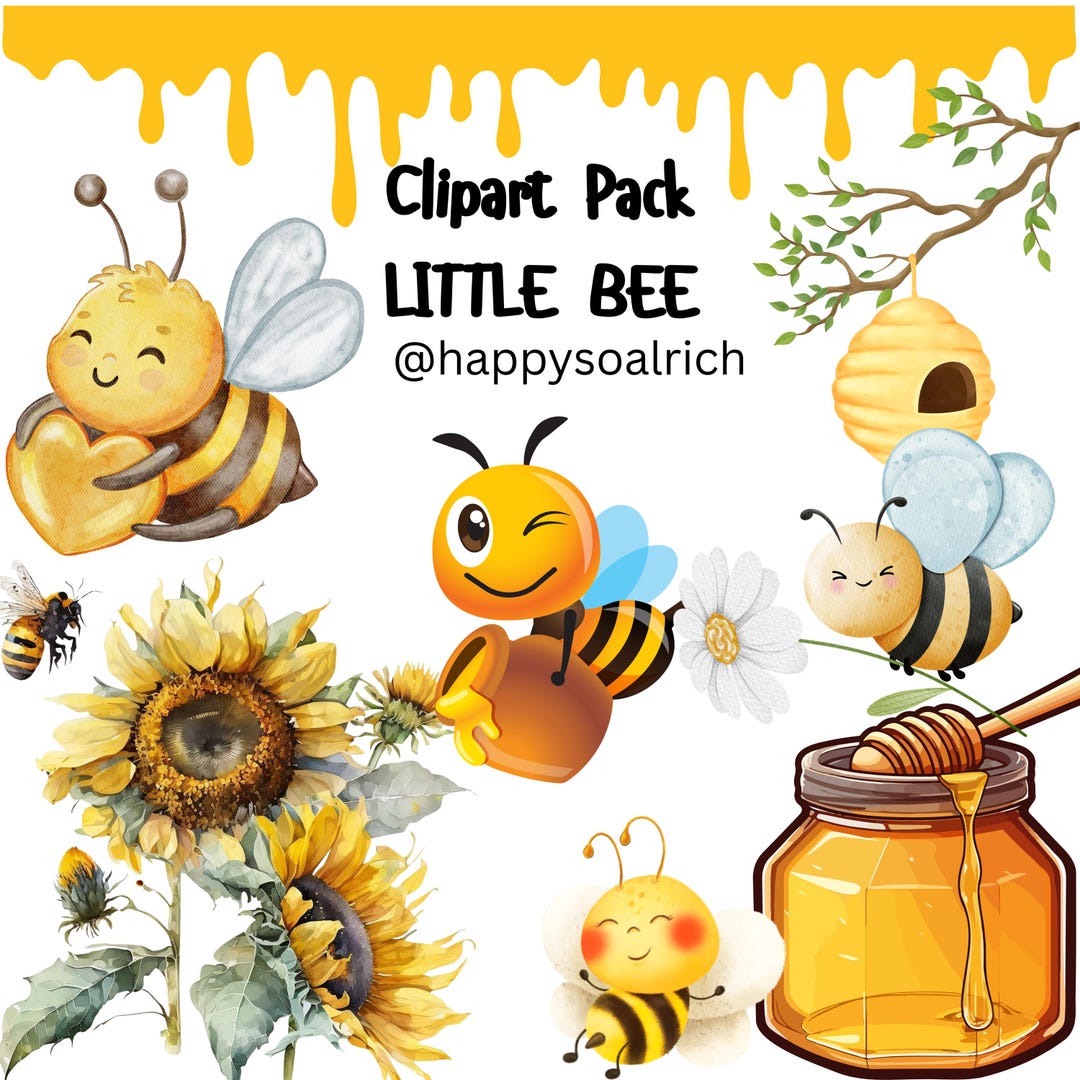 Little Bee Clipart & Paper Bundle – Digital Download - Etsy
