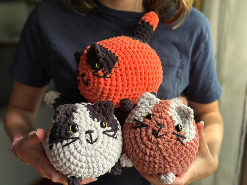 Crochet Chonky Cat Plushie Stuffy Loaf Cat Chubby Chunky Kitty Kitten ...