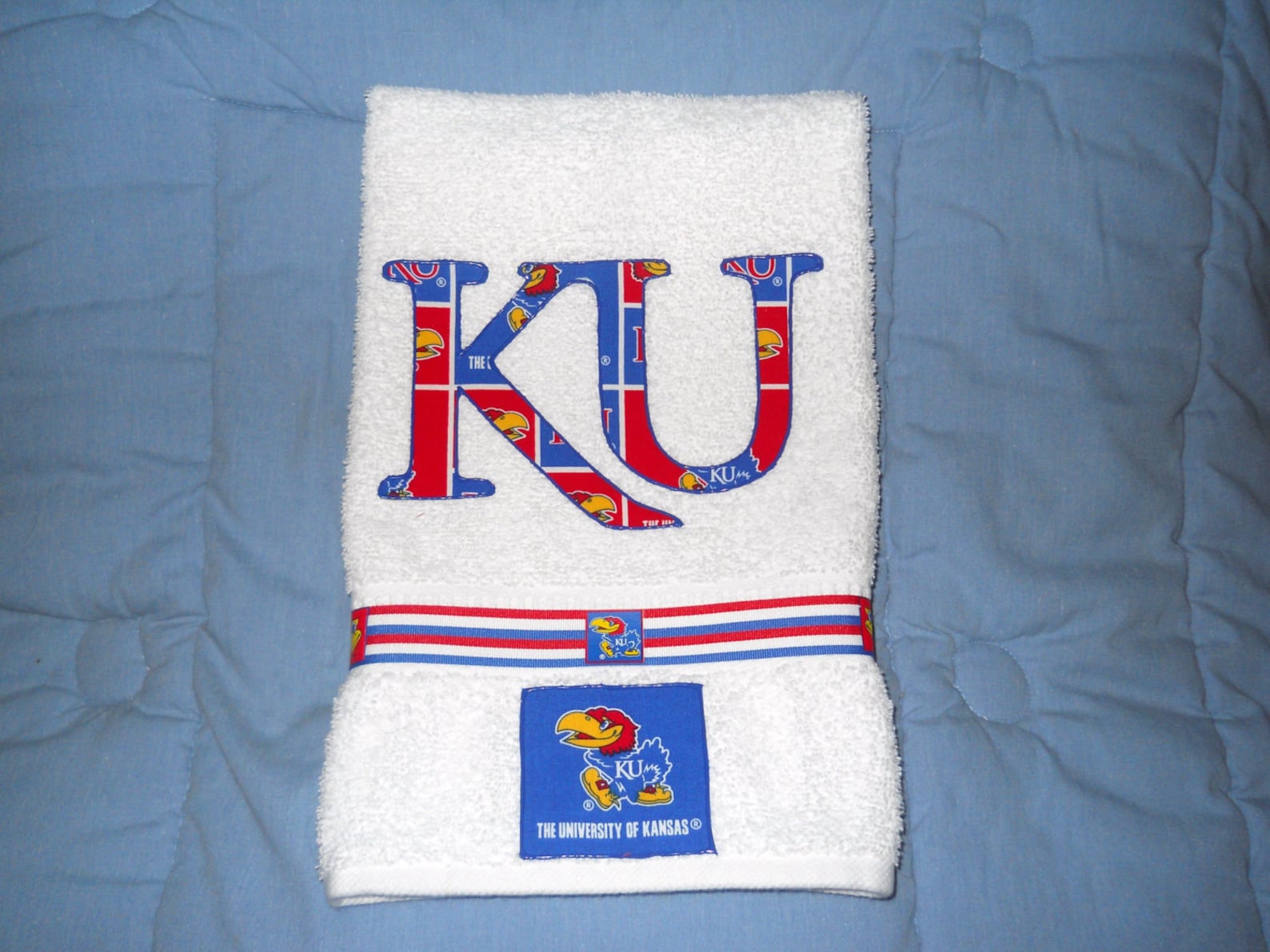 Univ of Kansas Towel Jayhawks Bathroom Hand Towel Appliqued | Etsy