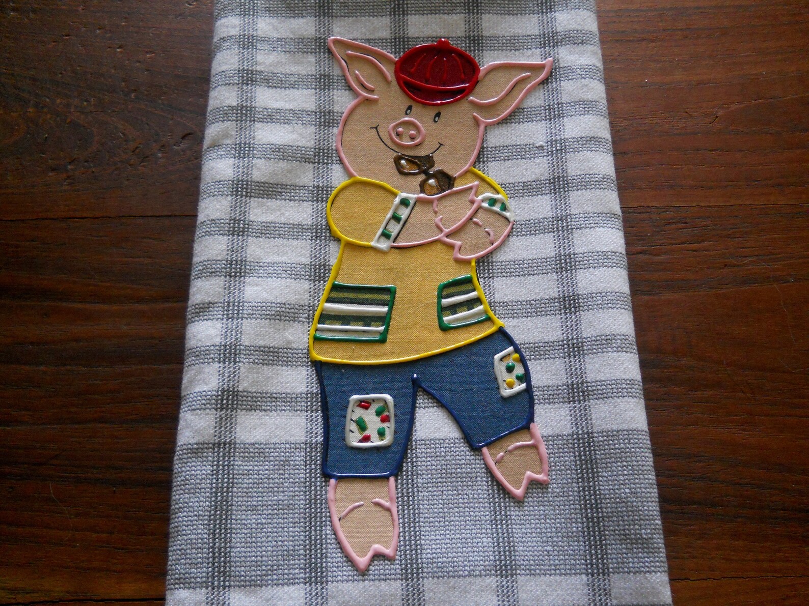 Appliqued Towel Barbecue Pig Towel Pig Kitchen Towel Pig - Etsy