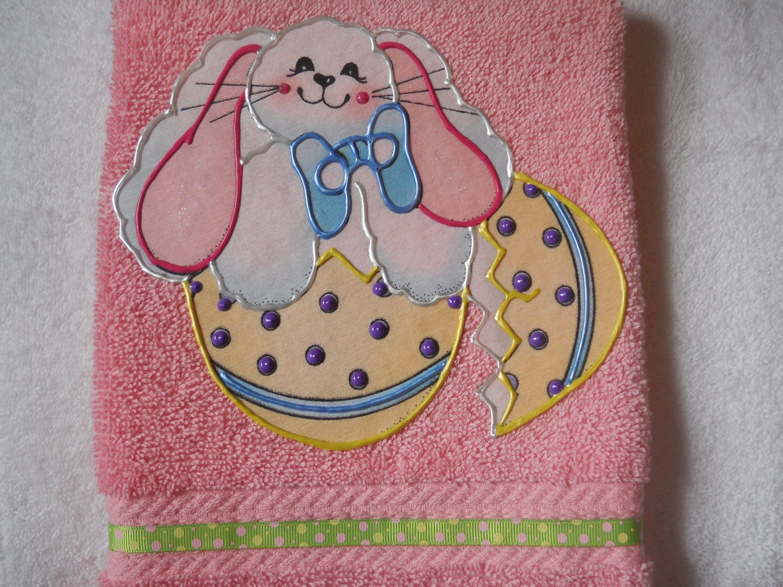 Easter Hand Towel, Appliqued Easter Bathroom Towel, Appliqued Easter ...