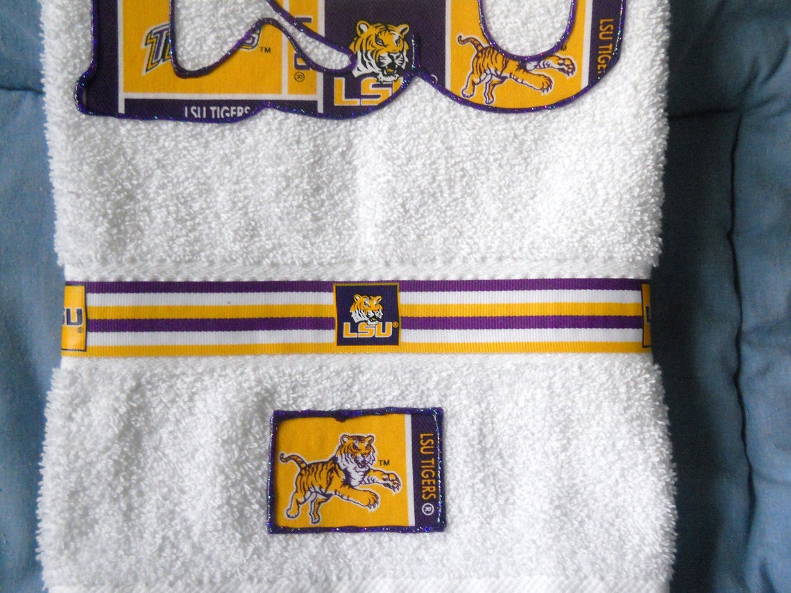 LSU Tigers Towel LSU Tigers Hand Towel LSU Appliqued Towel | Etsy